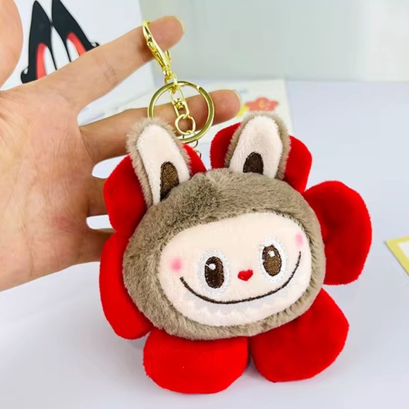 Accessories | Cute Red Flower Plush Labubu Keychain | Poshmark